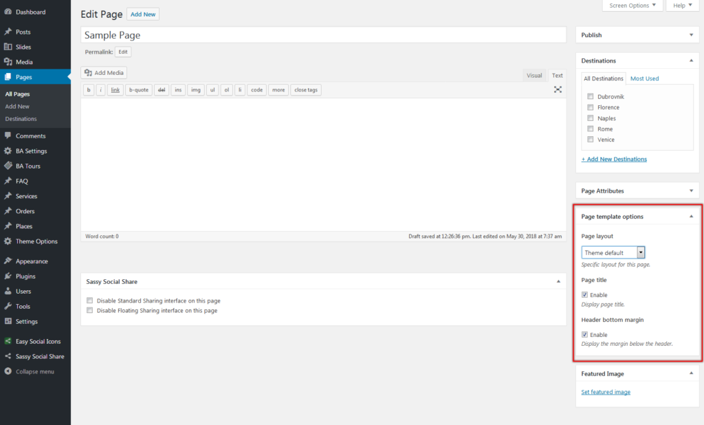 Page Layouts - BA Tours Theme