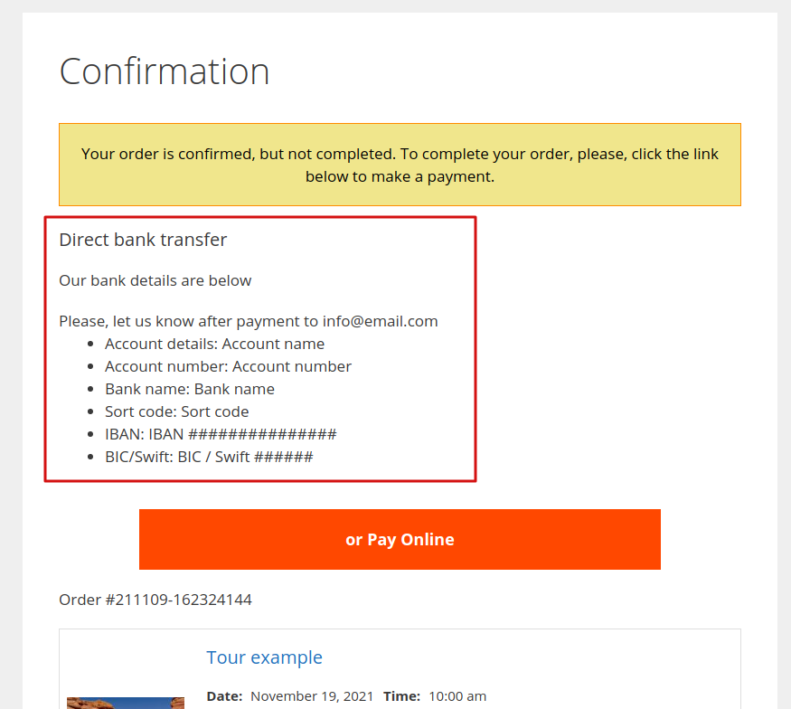 BABE Payment Bank transfer - BA Shop